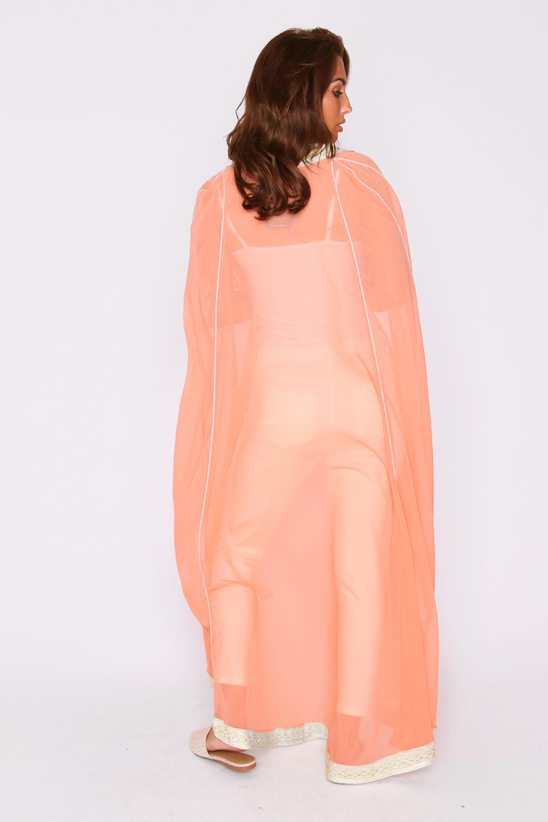 Amalthe Salmon Cape with Embroidery - Diamantine UK – Diamantine ...